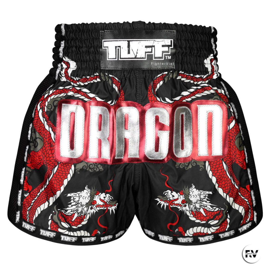 Quần Muay Thái Black Chinese Dragon TUFF | FighterViet