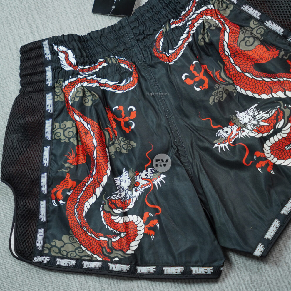 Quần Muay Thái Black Chinese Dragon TUFF | FighterViet