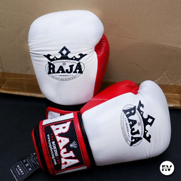 Găng Boxing Raja Đỏ Trắng - Da Bò | FighterViet