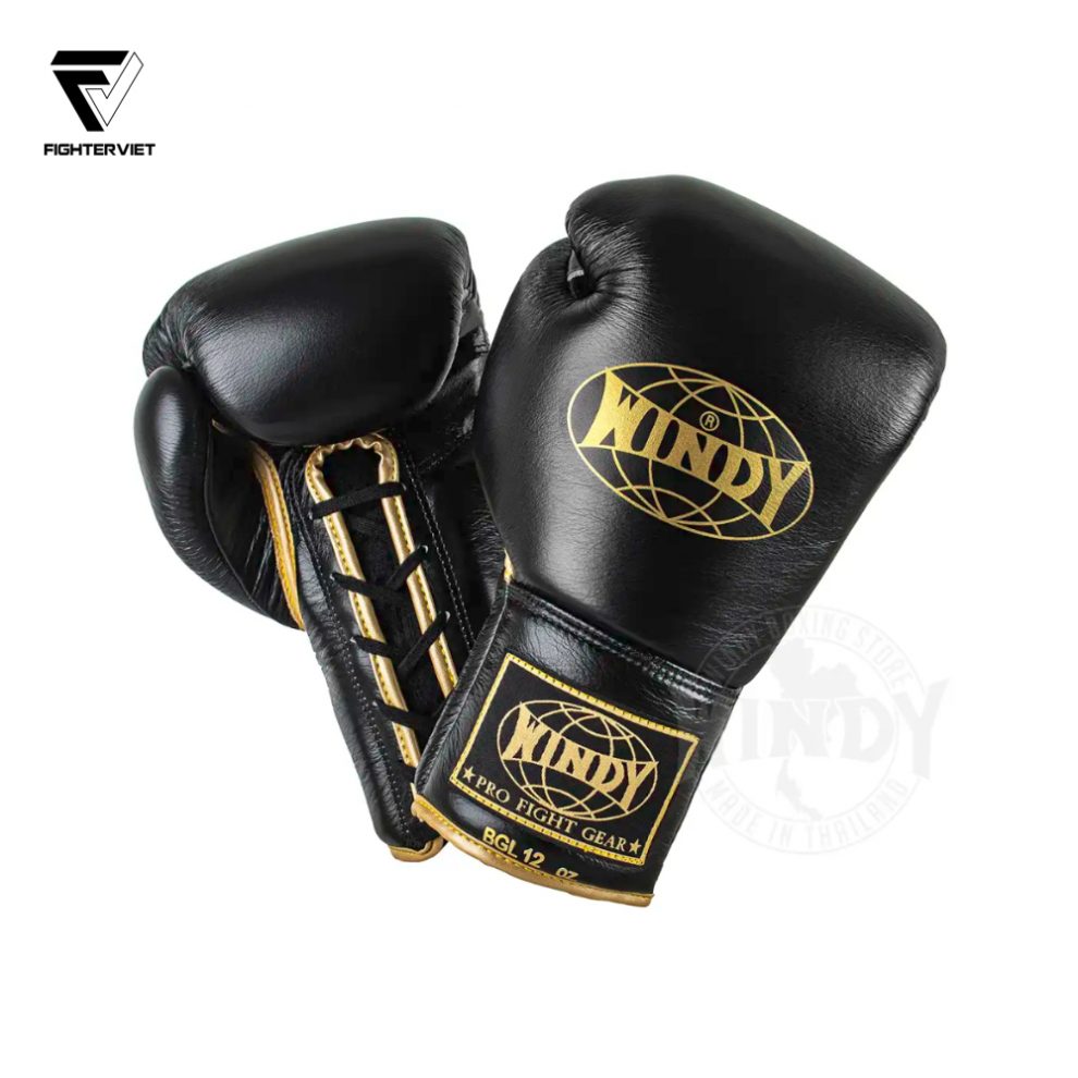 Găng Boxing Windy BGL Đen Vàng - Windy Boxing Lace-Up Gloves Black Gold ...